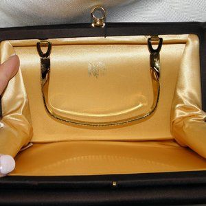 AFTER FIVE | Bags | Vintage After Five Brown Satin Evening Purse Gold ...